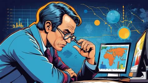 A Scientist Intensely Analyzing Complex Data On Screens Stock