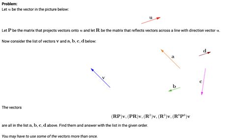 Solved Problem Let U Be The Vector In The Picture Below Chegg