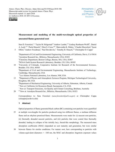 Pdf Measurement And Modeling Of The Multi Wavelength Optical Properties Of Uncoated Flame