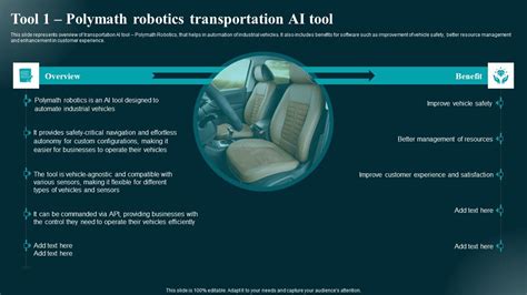 Tool 1 Polymath Robotics Transportation Ai Tool Applications And Impact Infographics Pdf