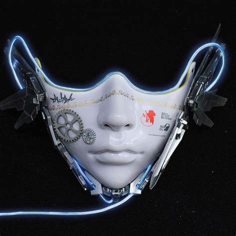 Self Design Glowing Half Face Cyberpunk Mask Movable Gundam Wings Mask