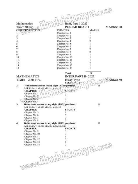 Mathematics First Year Scheme 2023 Pdf