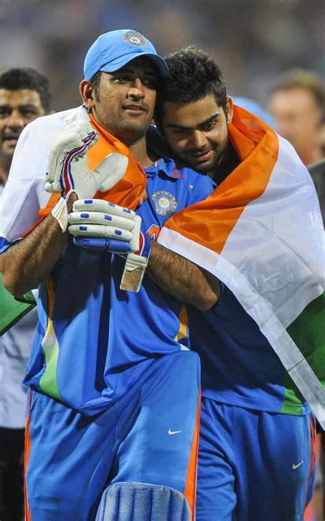 Mahendra Singh Dhoni And Virat Kohli After India Wins The World Cup In
