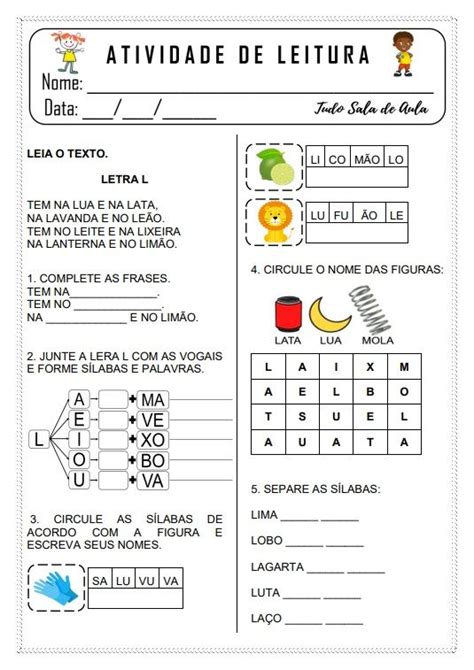 Atividade La Le Li Lo Lu Com Texto Para Alfabetiza O Artofit