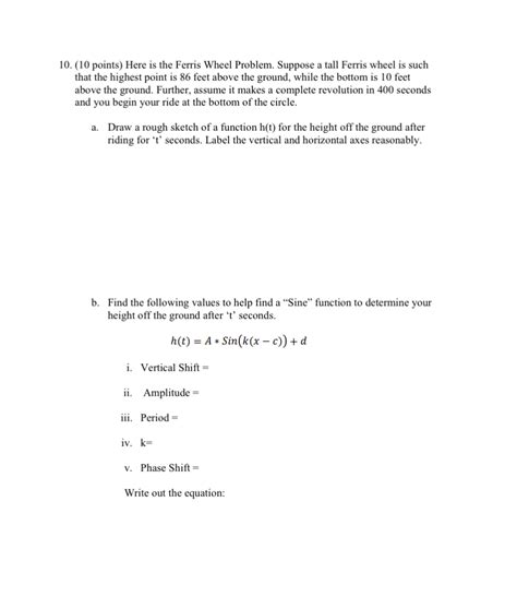 Solved 10 10 Points Here Is The Ferris Wheel Problem