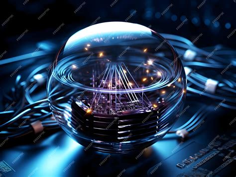 Luminous Fiber Optic Cables Representing The Interconnected Quantum Computing Network System Of