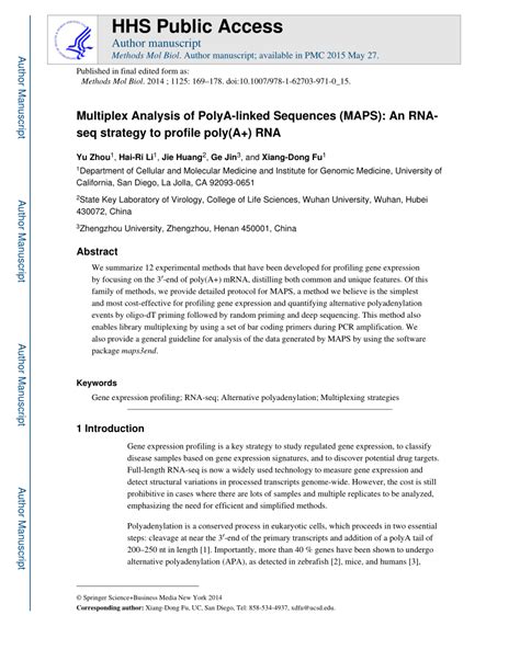 PDF Multiplex Analysis Of PolyA Linked Sequences MAPS An RNA Seq Strategy To Profile Poly