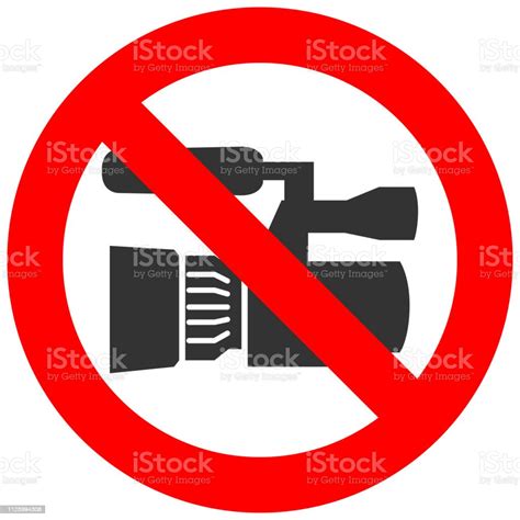 중지 또는 캠코더 아이콘이 흰색 배경에 고립 된 기호를 금지 합니다 비디오 촬영은 금지 벡터 일러스트 레이 션입니다 카메라를 사용 하 여 이미지는 허용 되지 않습니다