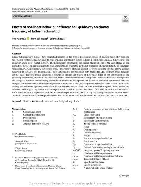 Effects Of Nonlinear Behaviour Of Linear Ball Guideway On Chatter