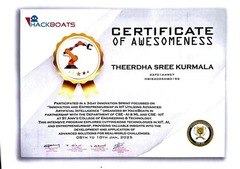 Hackathon Innovation Ai Iot Entrepreneurship Learning Growth Theerdhasree K