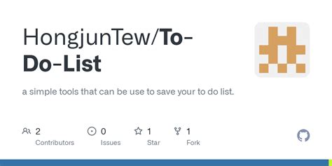 Github Hongjuntewto Do List A Simple Tools That Can Be Use To Save Your To Do List