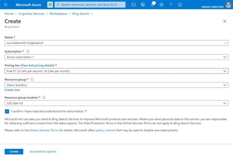 how to search images with a text query using the bing image search api