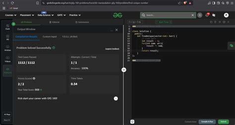 Geekstreak2024 Gfg160 Dsa Bitmagic Xor Uniquenumber Prabhat Kumar