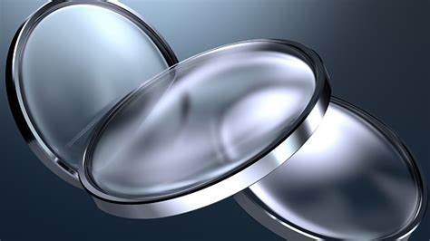 3개의 금속 프레임이 있는 투명한 파란색 흐린 렌즈는 우아하고 현대적인 3d 렌더링을 위한 추상적인 섬세하고 분위기 있는 배경 재료입니다 0명에 대한 스톡 사진 및 기타