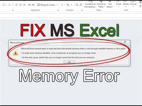 Sửa Lỗi Microsoft Excel Cannot Open Or Save Any More Documents Because There Is Not Enough