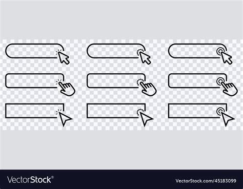 click cursor set button with hand pointer clicking