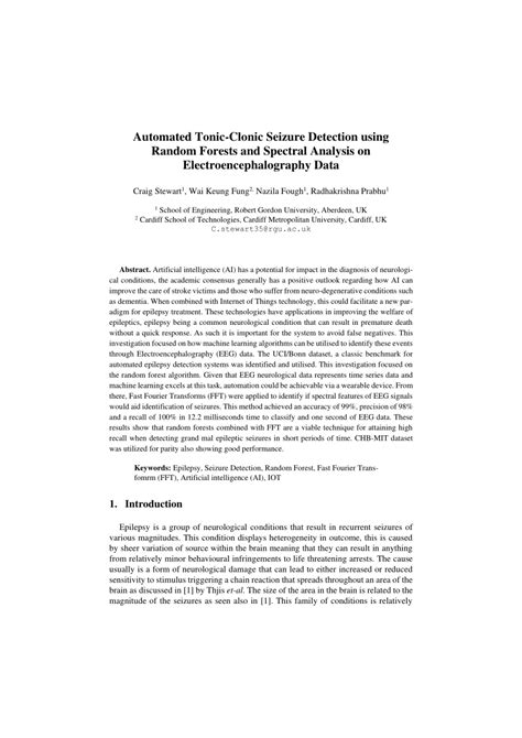 Pdf Automated Tonic Clonic Seizure Detection Using Random Forests And Spectral Analysis On