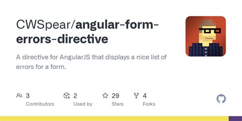 Github Cwspear Angular Form Errors Directive A Directive For Angularjs That Displays A Nice