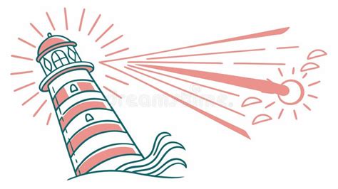 Lighthouse With Light Beams Coastal Symbol Guidance Vector Design Generative Ai Stock Vector