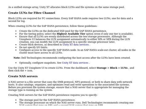 Creating Luns And File Systems For The Sap Hana Persistence Dell Validated Solution For Sap