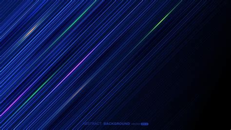 진한 파란색 배경 벡터 일러스트 레이 션 위에 파란색 대각선 줄무늬와 화려한 빛 프리미엄 벡터