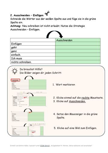 Datei Aufgaben 4 Wörter Sätze Markieren Und Verschieben Oc Pdf Zum Grundschullernportal