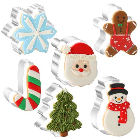 4 Large Christmas Cookie Cutters 6pcs Cookie Cutters