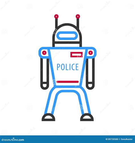 Police Robot Law Enforcement Cyborg Android Cop Isolated On White Background 3d Render