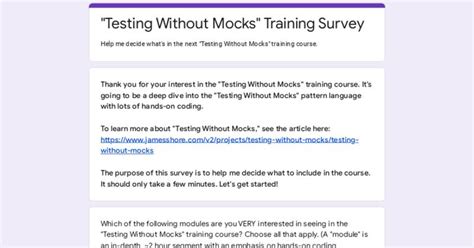 Paul Sobocinski On Linkedin Testing Without Mocks Training Survey