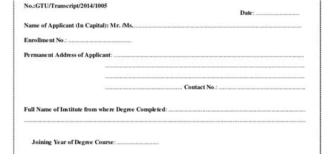 Gtu Transcript Form ≡ Fill Out Printable Pdf Forms Online