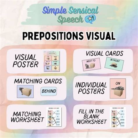 Prepositions Visuals And Activities Prepositions Matching Cards Visual