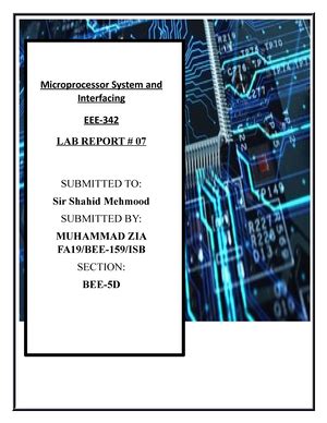 Microprocessor Systems And Interfacing Lab BS Computer Engineering