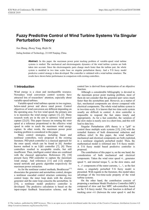 pdf fuzzy predictive control of wind turbine systems via singular