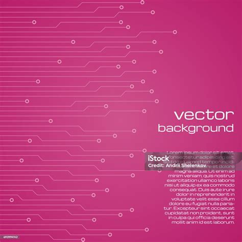 Abstract Technological Pink Background With Elements Of The Microchip Stock Illustration