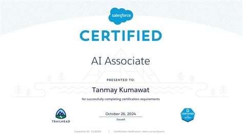 Tanmay Kumawat On Linkedin Salesforce Ai Certification Salesforcecertified Aiassociate