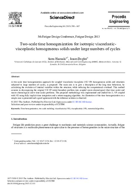 Pdf Two Scale Time Homogenization For Isotropic Viscoelastic