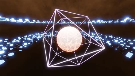 A Sphere That Is Sitting In The Middle Of A Bunch Of Cubes Stock Illustration Illustration Of