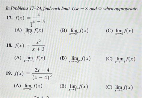 Solved In Problems 17 24 Find Each Limit Use And When Chegg Com