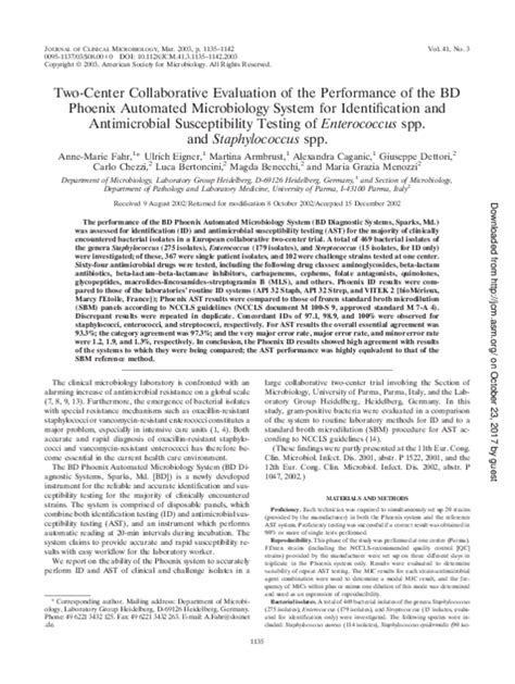 Pdf Two Center Collaborative Evaluation Of The Performance Of The Bd Phoenix Automated