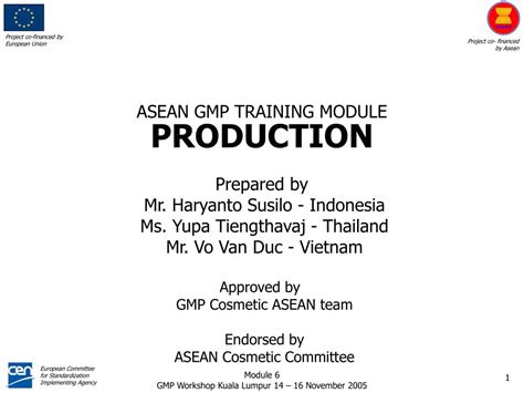 PPT ASEAN GMP TRAINING MODULE PRODUCTION PowerPoint Presentation Free Download ID 4059996
