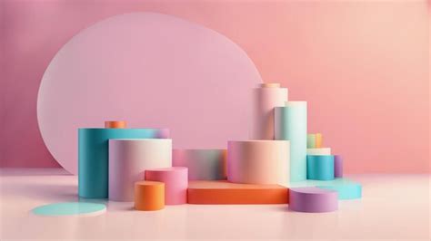 Premium Ai Image 3d Render Abstract Background Primitive Geometric Shapes Pastel Colors