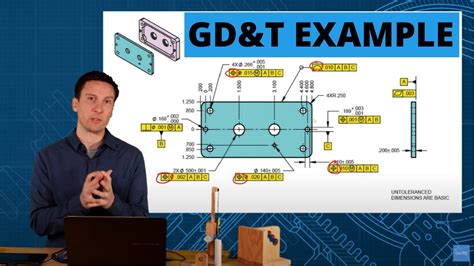 GD T Example Parts With Datums Position And Profile Tolerance YouTube