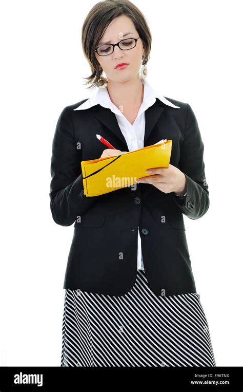 Business Woman Hold Papers And Folder Stock Photo Alamy