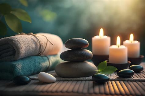 Premium Ai Image Beauty Spa Treatment And Relax Concept Hot Stone Massage Setting Lit By
