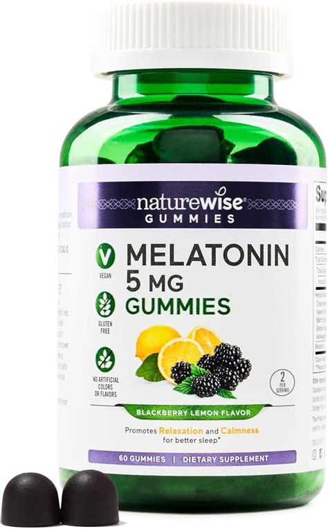 Brandclub Naturewise Melatonin Gummies 5mg Non Habit Forming Sleep Support Supplement With