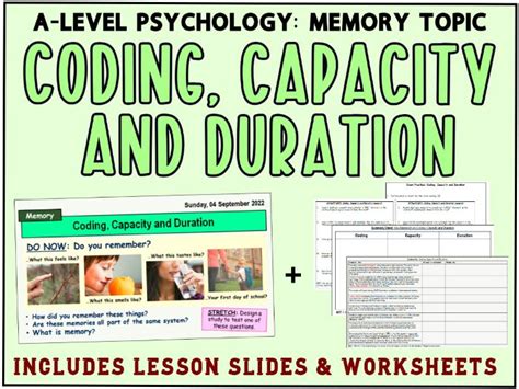 A Level Psychology Coding Capacity And Duration Of Memory Year 1