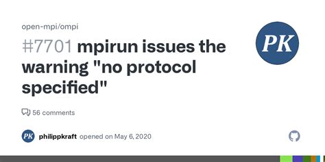 Mpirun Issues The Warning No Protocol Specified Issue Open Mpi Ompi Github