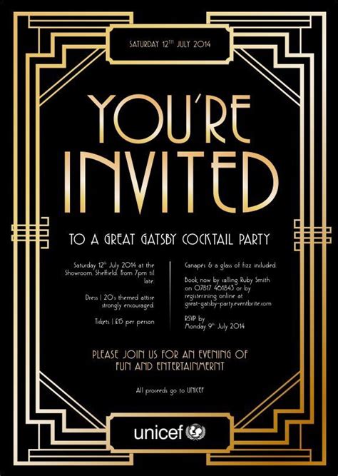 Great Gatsby Cocktail Party Invitation Poster