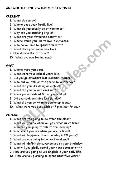 Conversation Questions Using Future Tenses At Cristina Lee Blog