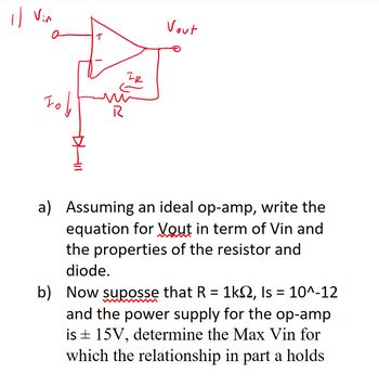 Answered Vin O To T M R Vout A Assuming An Bartleby